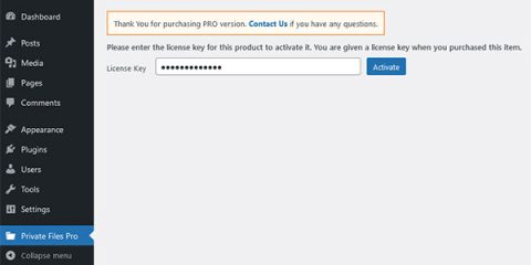 Documentation - User Private Files