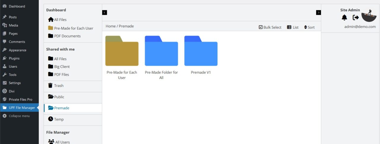 File Manager for Admin - User Private Files