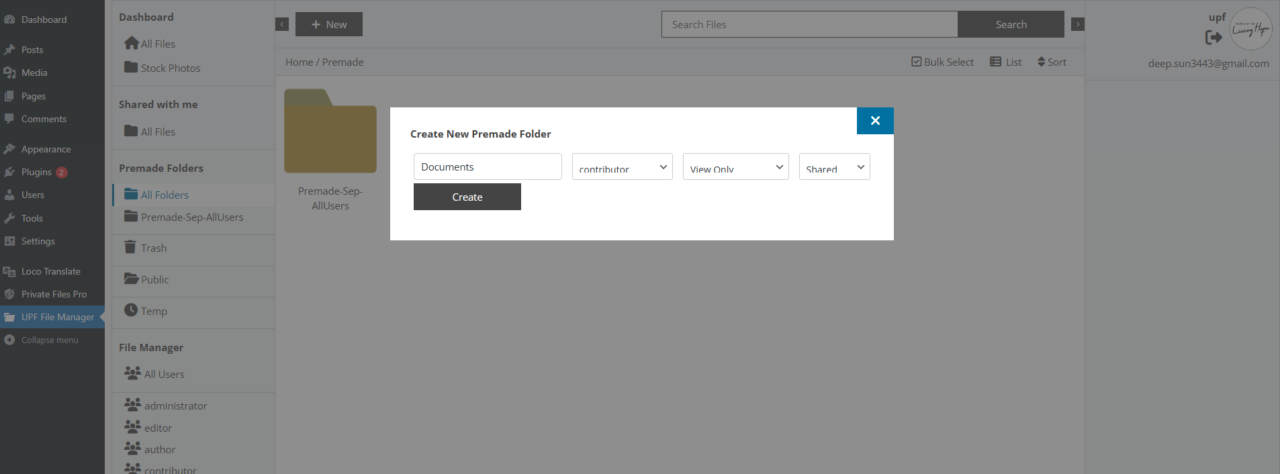What are Premade folders and how to create one - User Private Files
